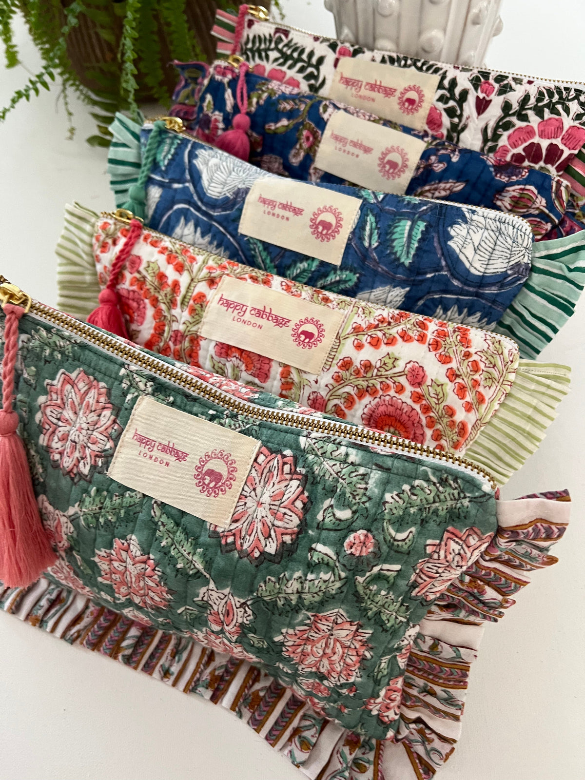 Block Printed Cotton Pouches– HappyCabbageLondon